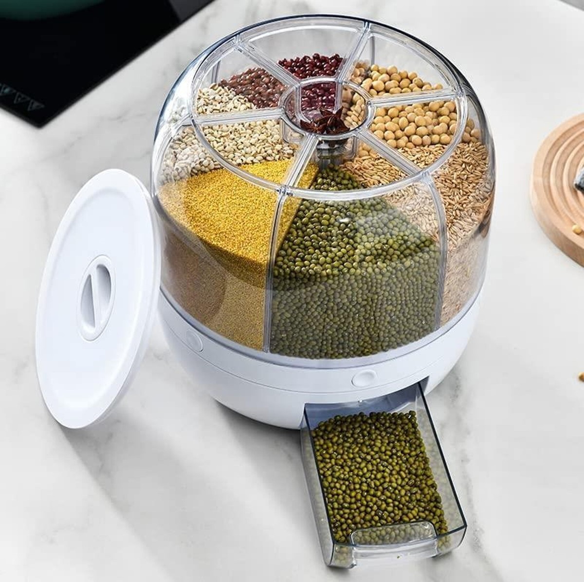 Rice Storage Container Rotating 20Lbs Large 360°Rotating Rice Food ...