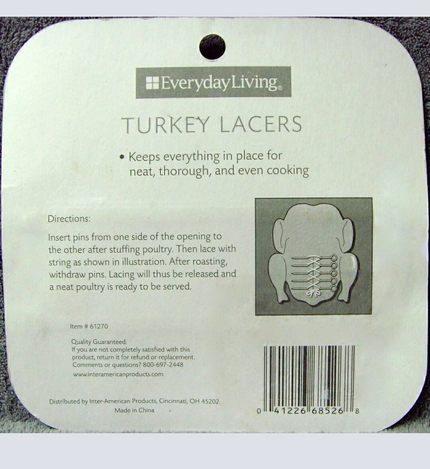 LOT OF 2 PACKS. Everyday Living•Stainless Steel•8 Turkey Lacers• A-16 ...