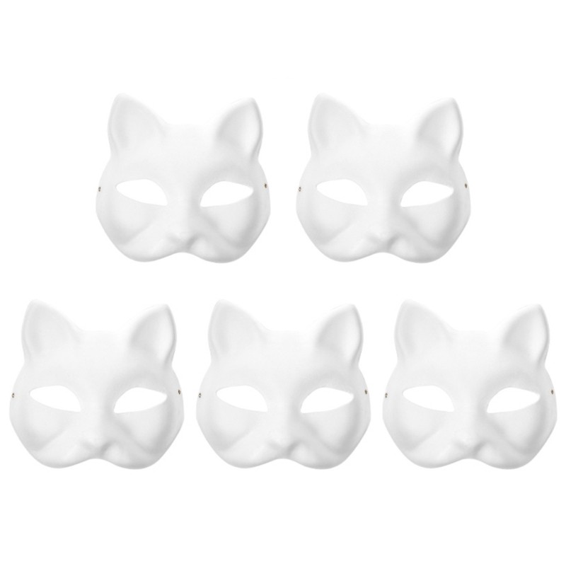 Foxes Mask Half Face Mask Halloween Party Mask DIY Cat Mask Masquerade ...