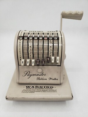 Paymaster 8000 Series Ribbon Check Writer Tan Brown Vintage Key Tested ...