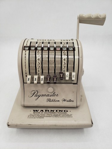 Paymaster 8000 Series Ribbon Check Writer Tan Brown Vintage Key Tested ...