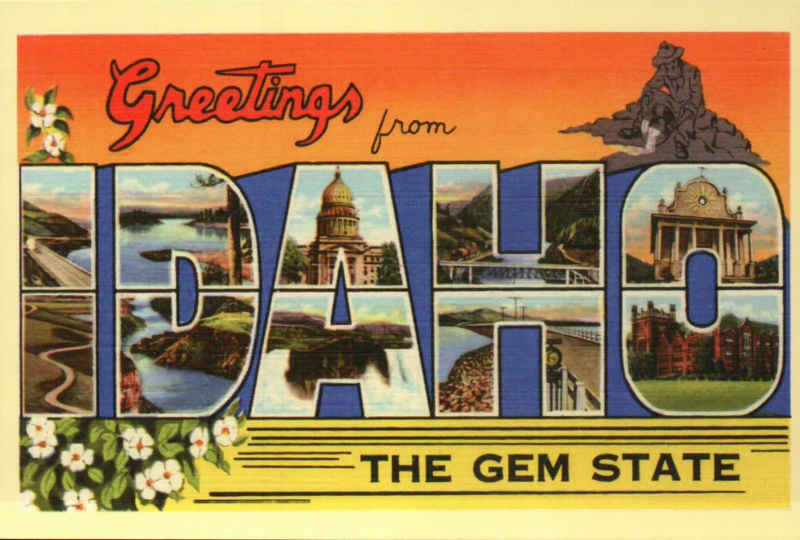 Greetings from Idaho The Gem State, Gemstones, ID - MODERN Large Letter ...