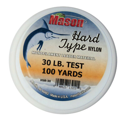 Mason Hard Type Nylon 30# Mono Leader Material 100 Yard, Clear #HSR-30 ...