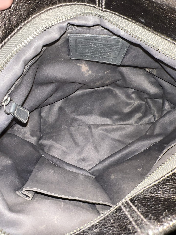 COACH Brooke Handbag Leather Pewter Silver Metallic Hobo Bag Purse ...