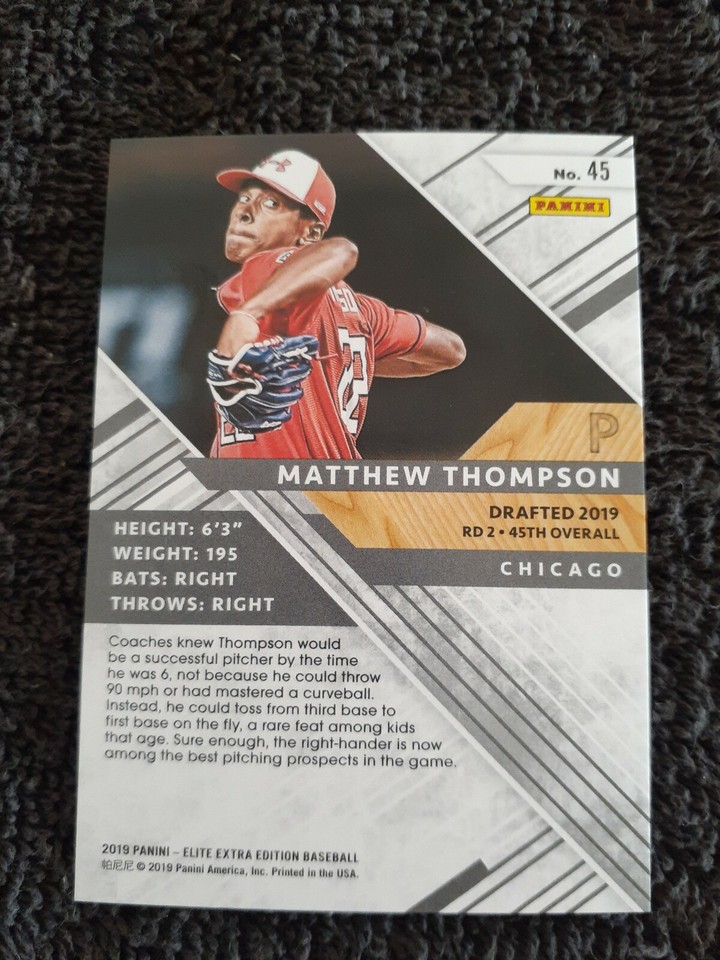 2019 Panini Elite Extra Edition Matthew Thompson Baseball Card #45 008/ ...