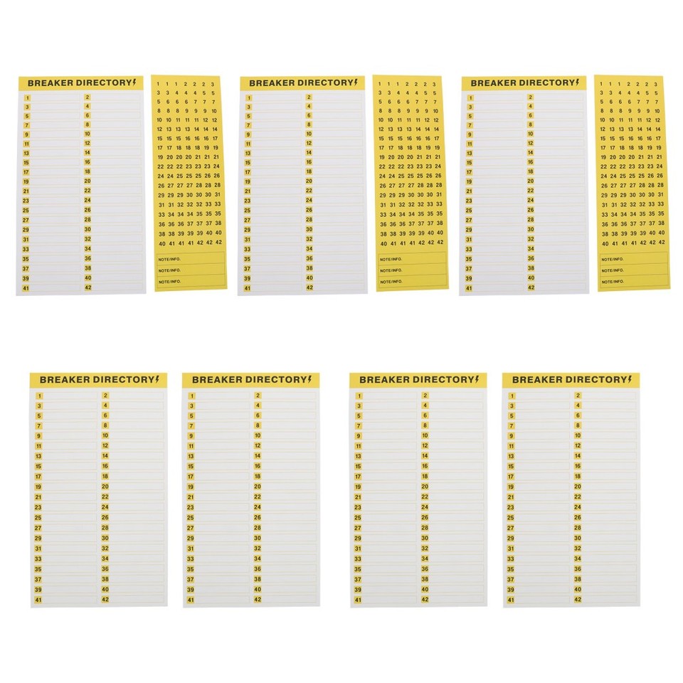 10Sheet Electrical Box Catalog Labels - Breaker Panel Labels Number ...