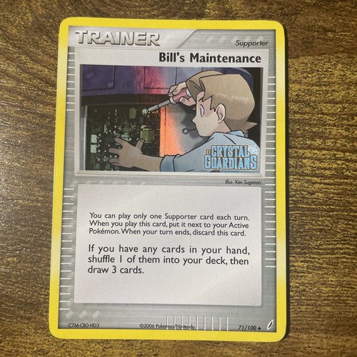 Pokemon Card Bill's Maintenance - Crystal Guardians 71/100 Reverse Holo ...