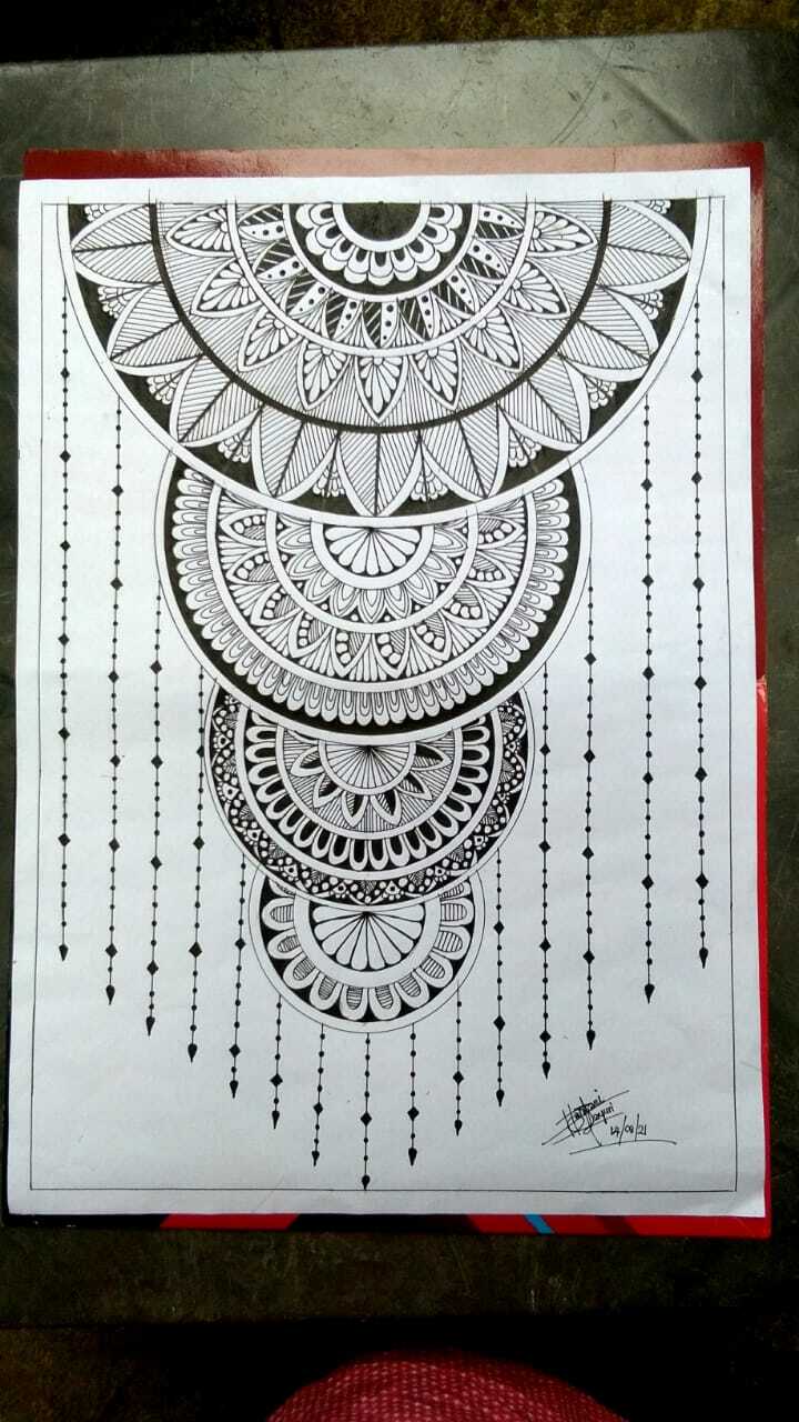 Mandala Art A4 Size Paper Unframed Design Pattern pencil Art Beautifu ...