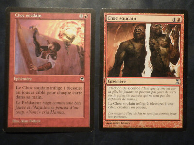 mtg magic sudden shock + impact FRENCH MISPRINT same name choc soudain ...