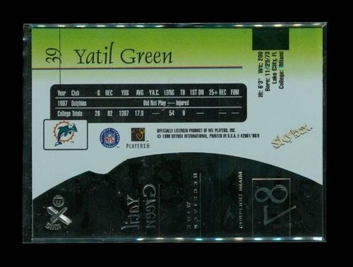 Vintage 1998 SKYBOX EX2001 Holo Window Football Card #39 YATIL GREEN ...