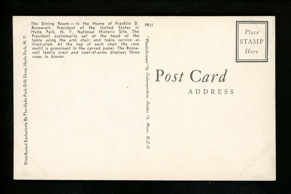President postcard Franklin D Roosevelt FDR home Hyde Park, NY chrome ...