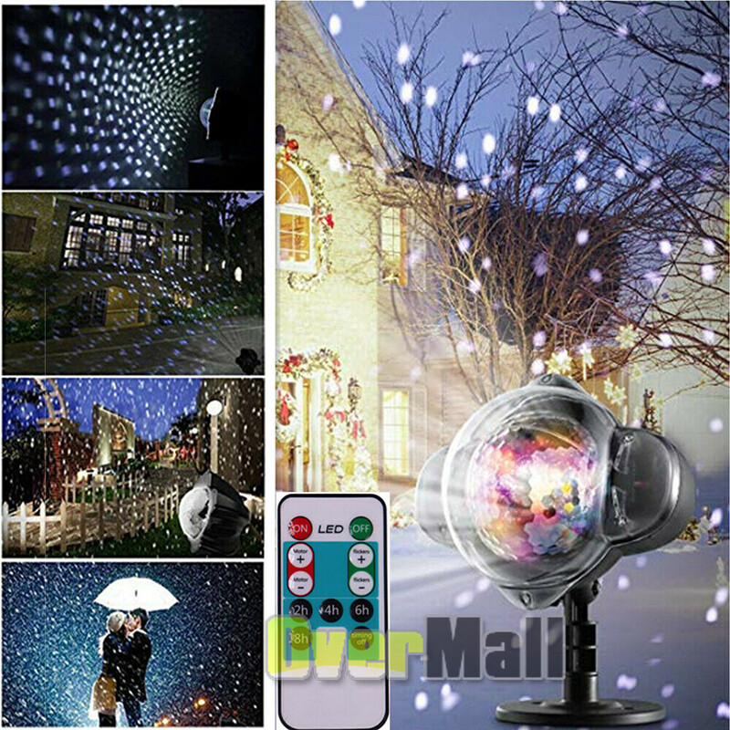 Christmas Snowflake Projector Outdoor LED Moving Snowfall Laser Light ...