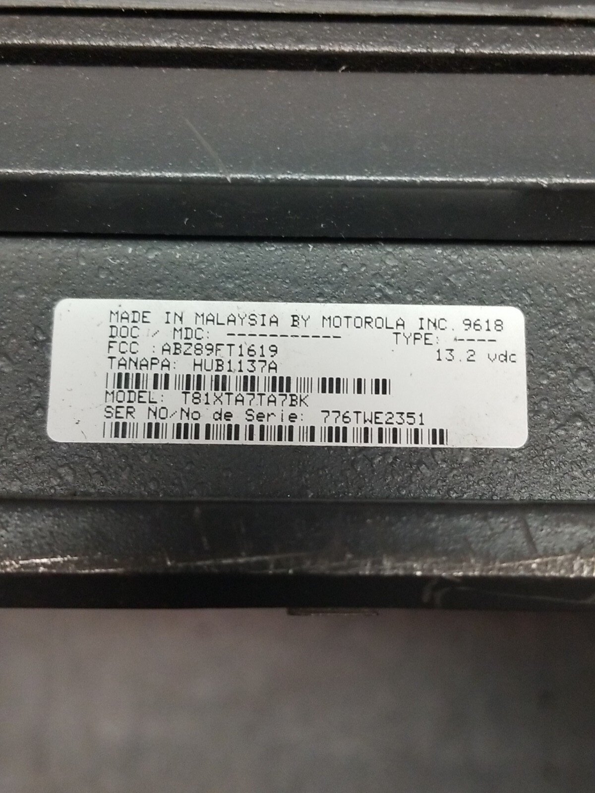 Motorola Maratrac RF T81XTA7TA7BK Low Band 42 - 50mhz Mobile Radio Deck ...