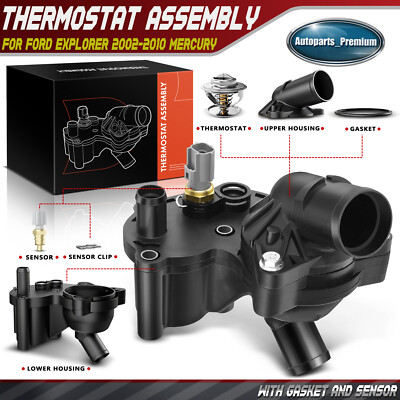 Thermostat Housing Assy w/ Sensor for Ford Explorer 2002-2010 4.0L 5R3Z ...