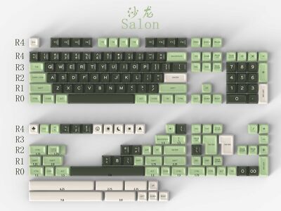 White Green Salon SA Keycap Double Shot ABS Spherical Key Caps 172 Keys ...