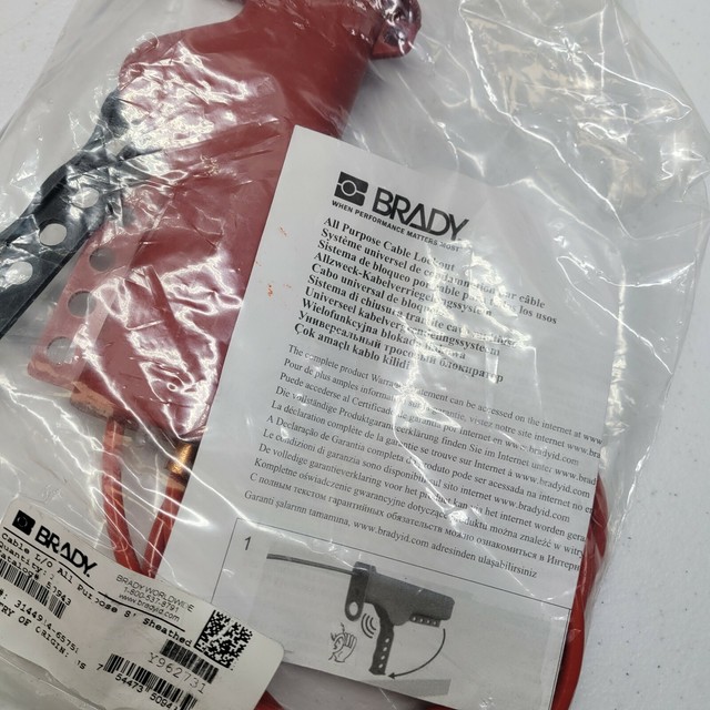 Brady 50943 All Purpose Lockout With 8 Foot Sheathed Metal Cable for ...