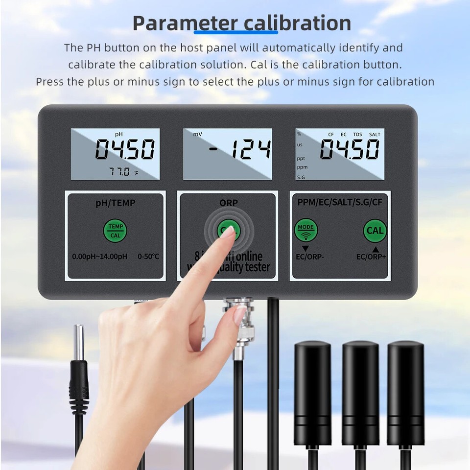 Smart Monitor Fish Tank WIFI SPA Pool Water Quality Meter PH ORP EC PPM ...