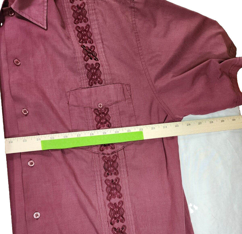 Vintage Clear Blue Sky Short Sleeves Burgundy Cuban Shirt Sz XL | eBay