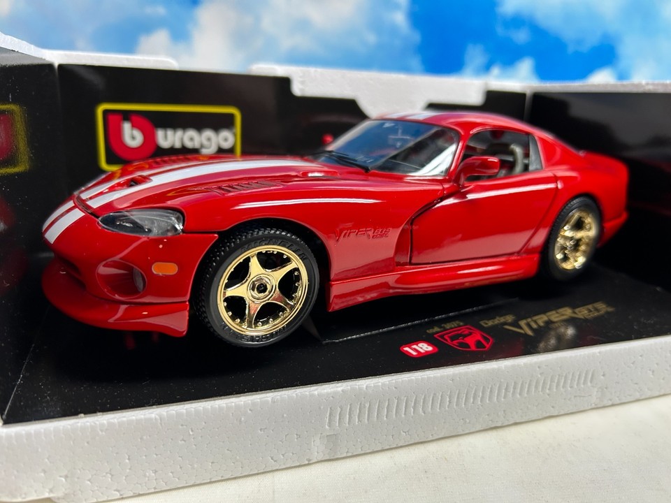 1:18 BURAGO 1997 DODGE VIPER GTS COUPE RED/GOLD WHEELS | eBay