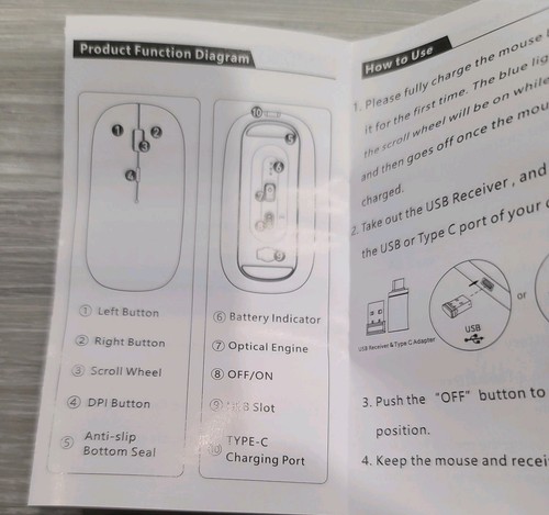 Uciefy Q5 Slim Rechargeable Wireless Mouse, 2.4G Portable Optical ...