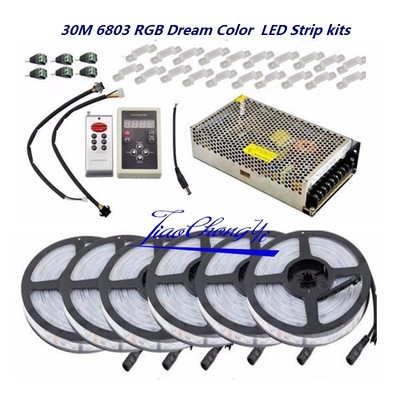5050 RGB Dream Color 6803 LED Strip +IC 6803 RF Remote Controll +Power ...