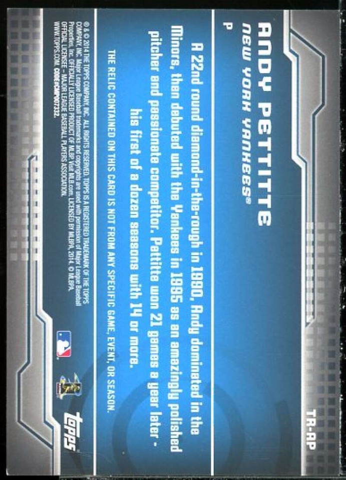 Andy Pettitte Card 2014 Topps Trajectory Relics #TRAP | eBay