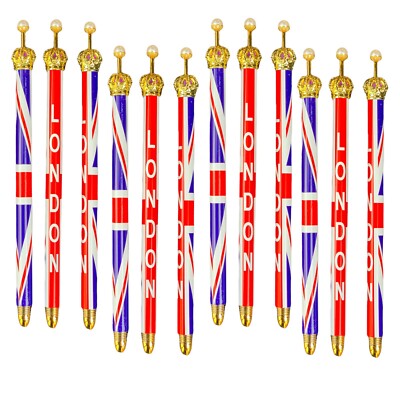 12 x UNION JACK CROWN PENS ENGLAND LONDON SOUVENIR PEN BRITISH GIFT UK ...
