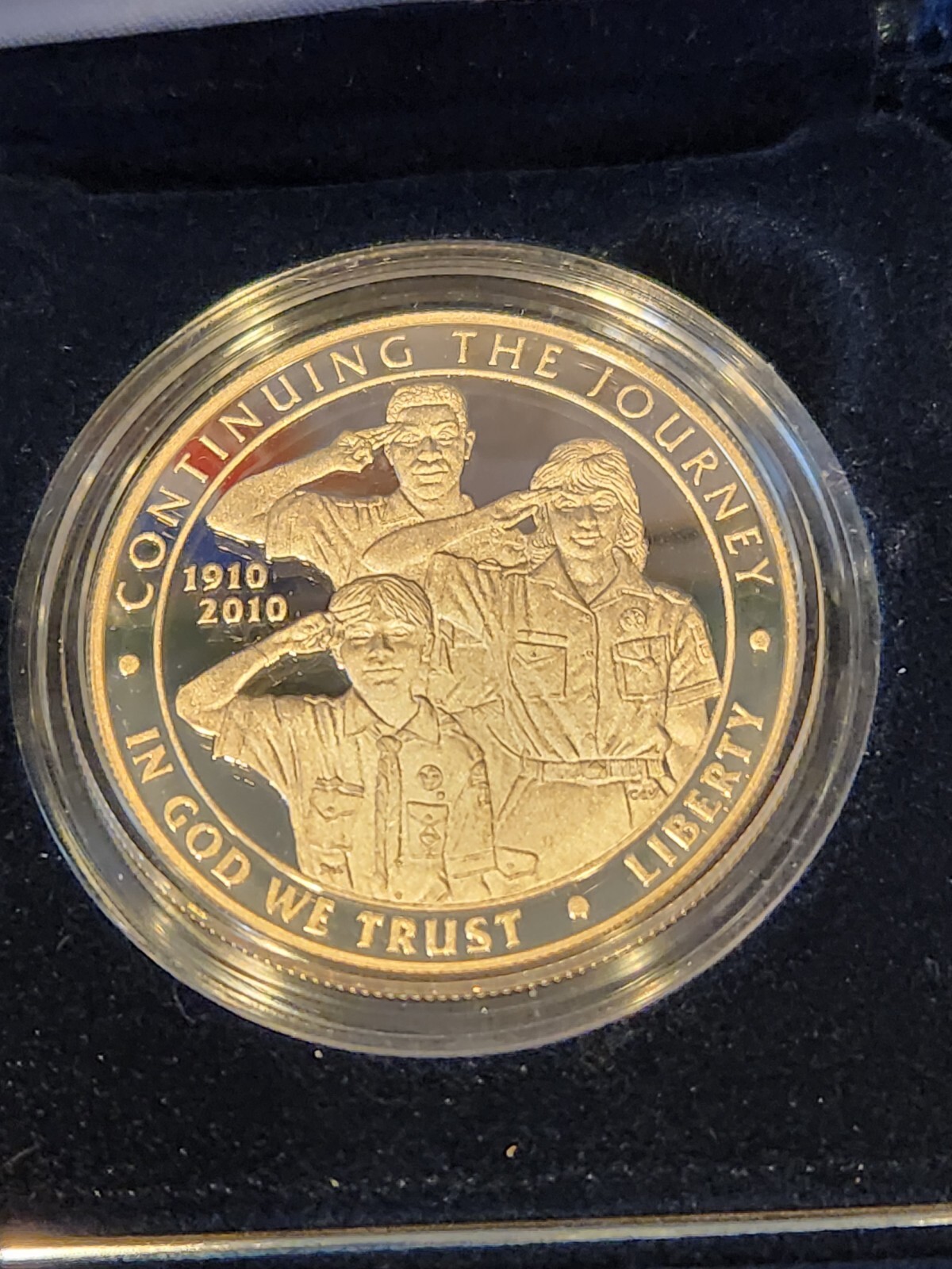 2010 BOY SCOUTS OF AMERICA CENTENNIAL PROOF SILVER DOLLAR COIN WITH BOX ...