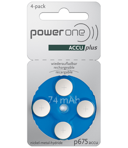 Power One ACCU Plus Size 675 Rechargeable Hearing Aid Batteries Exp. 04 ...