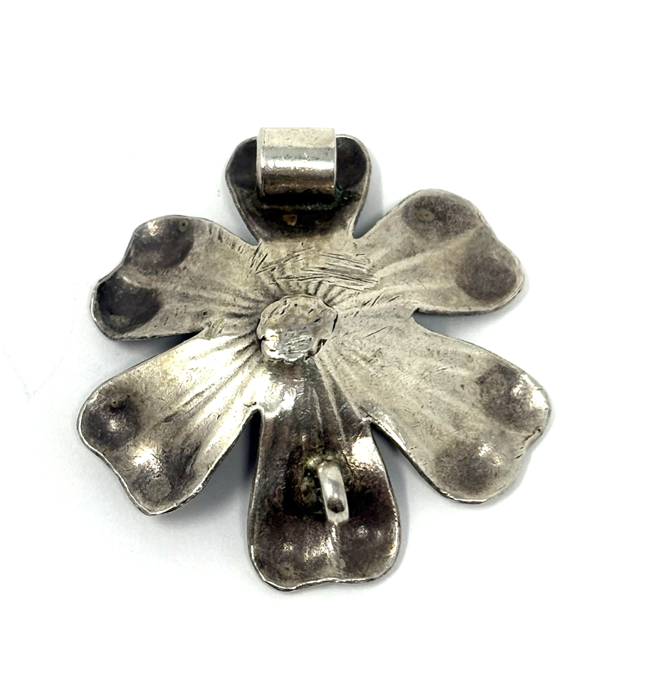 Vintage Handcrafted Silver Poppy Flower Pendant | eBay