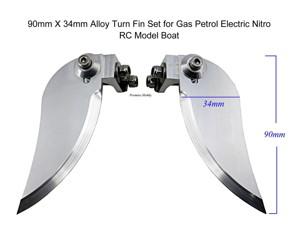 76mm X 49mm Trim Tab & 90mm X 34mm Turn Fin for Gas Electric Nitro RC ...