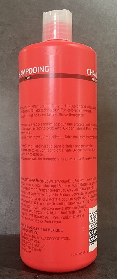 Wella Invigo Brilliance Lime Caviar Shampoo For Course Hair 1L 33.8oz ...