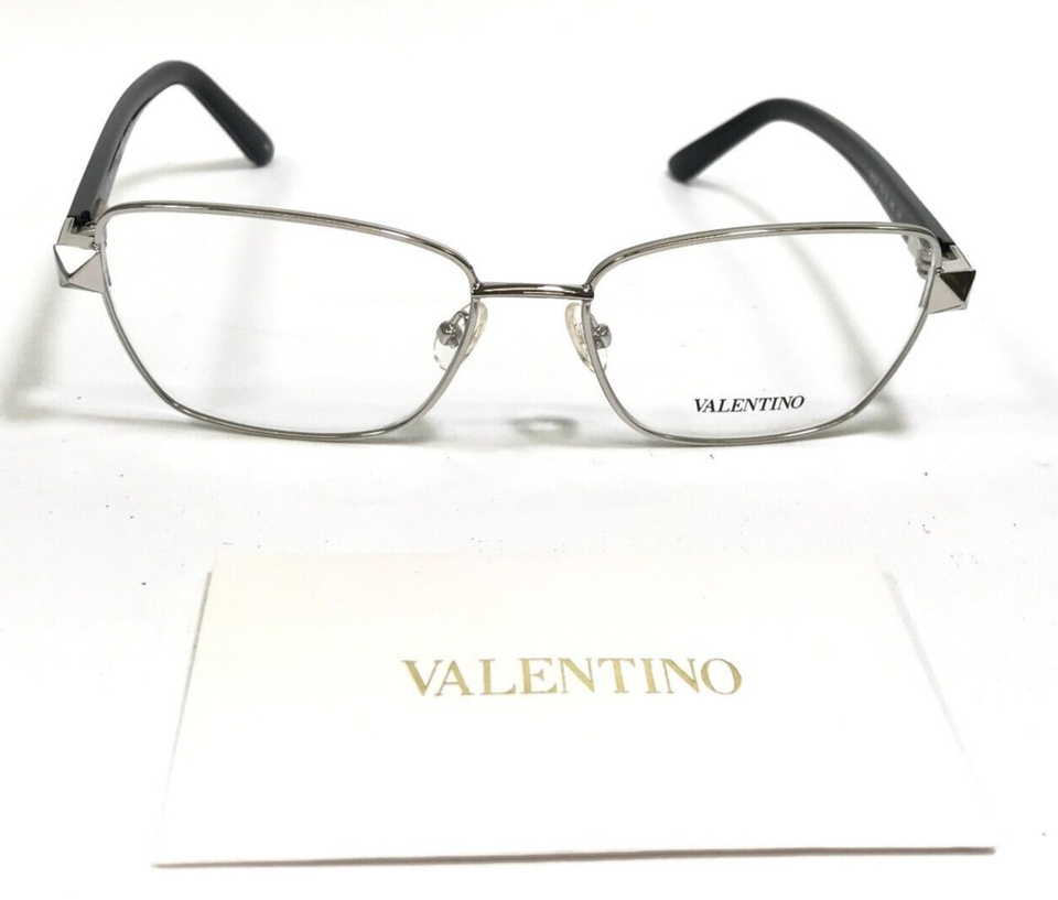 Valentino Eyeglasses Frames V2124 045 Black Silver Square Full Rim 53 ...