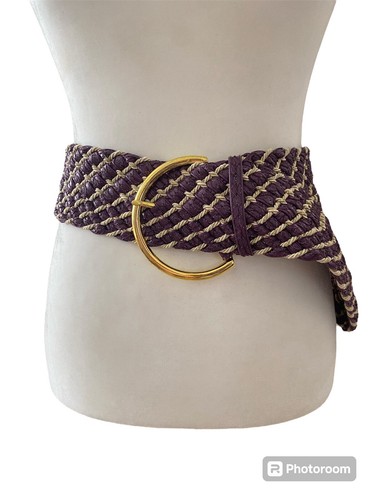 Vintage Womens Purple And Gold Braided Wide Braided Belt Size Large ...