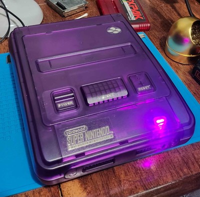 Super Nintendo/Famicom/SNES-Region Free- USB-C -Purple LED- Atomic ...