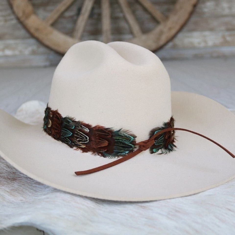 Blue Feather Hat Band for Western Cowboy Hats, Fits All Styles - Canyon ...