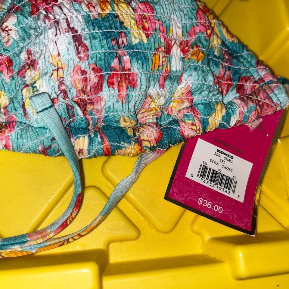 Candies Swim Separates Bikini Top Swimsuit Tie Sides Small Floral ...