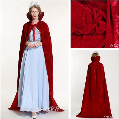 Women 71" Velvet Cloak Cape Satin High Collar Long Coat Beauty Contest ...