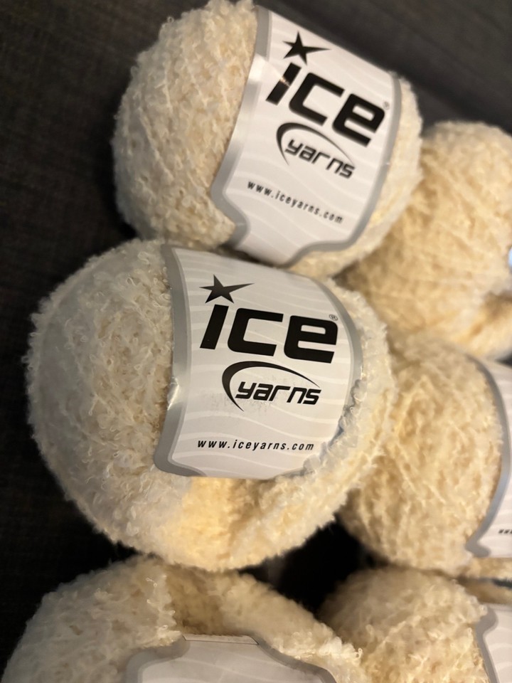 Ice Yarns Wool Cotton Blend Boucle Yarn: 8 balls in Ivory Lace weight ...