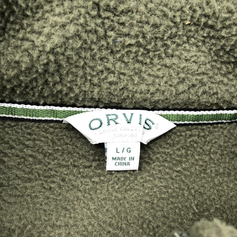 Orvis Jacket Mens Large Green Fleece Full Zip Stand Collar Outdoor ...