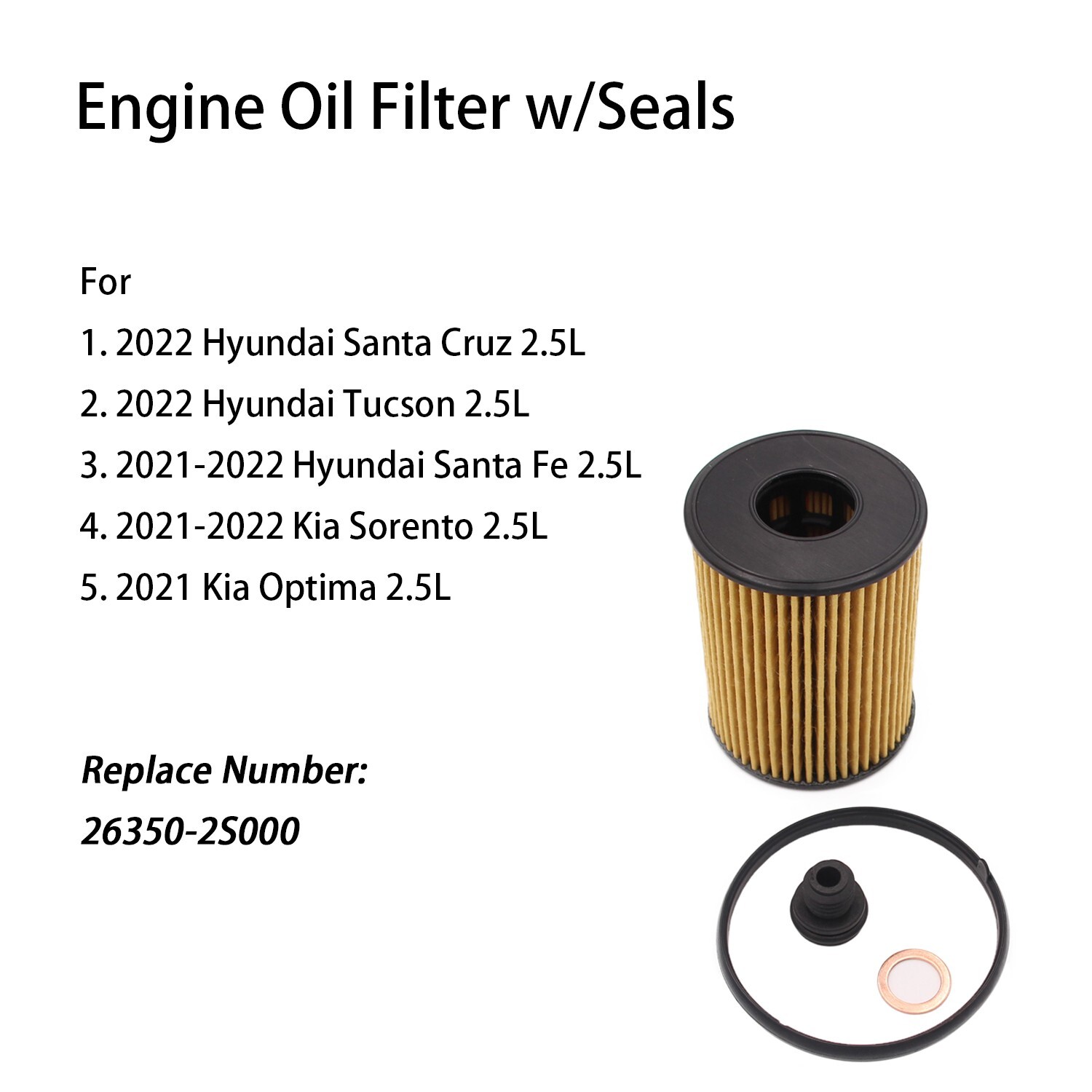 4pcs Engine Oil Filter for Kia Optima Sorento Hyundai Tucson 2.5L 26350 ...