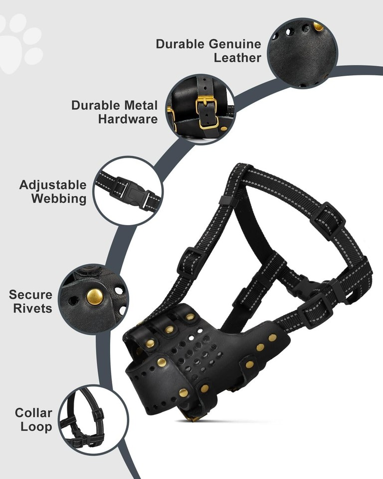 Heavy Duty Muzzle for Medium Large Dogs Biting Leather Basket German ...