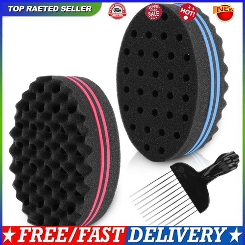 Hair Sponge with Metal Comb Barber Hair Brush Sponge Double Side for ...