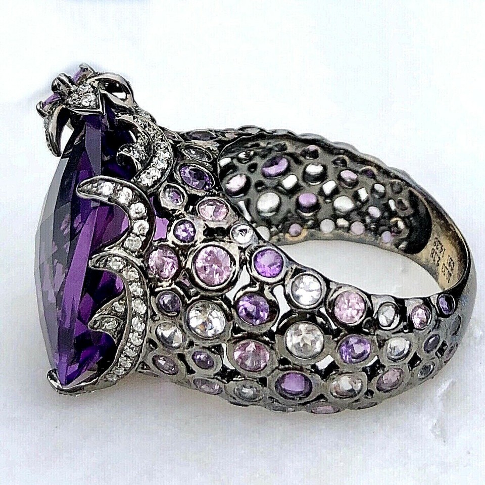 Vintage Diamond Pink Sapphire Ring Estate Fine Jewelry Pre-Owned 18K ...