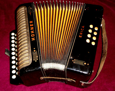 Made in Germany Hohner BLACK Erica 8-Bass C/F Diatonic Button Accordion ...