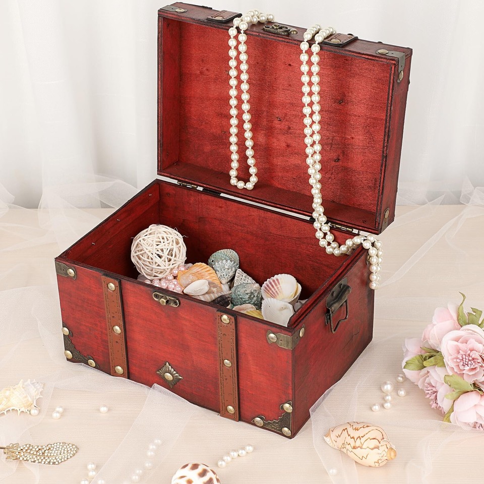 ELLDOO Vintage Treasure Chest Box, Pirate Keepsakes Box for Gifts ...