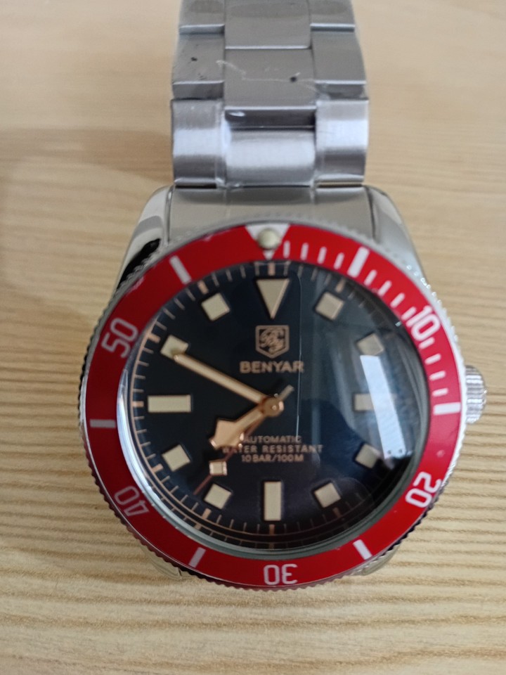 BENYAR Men's Watches Mechanical Automatic Watch BB58 Stainless St. RED ...