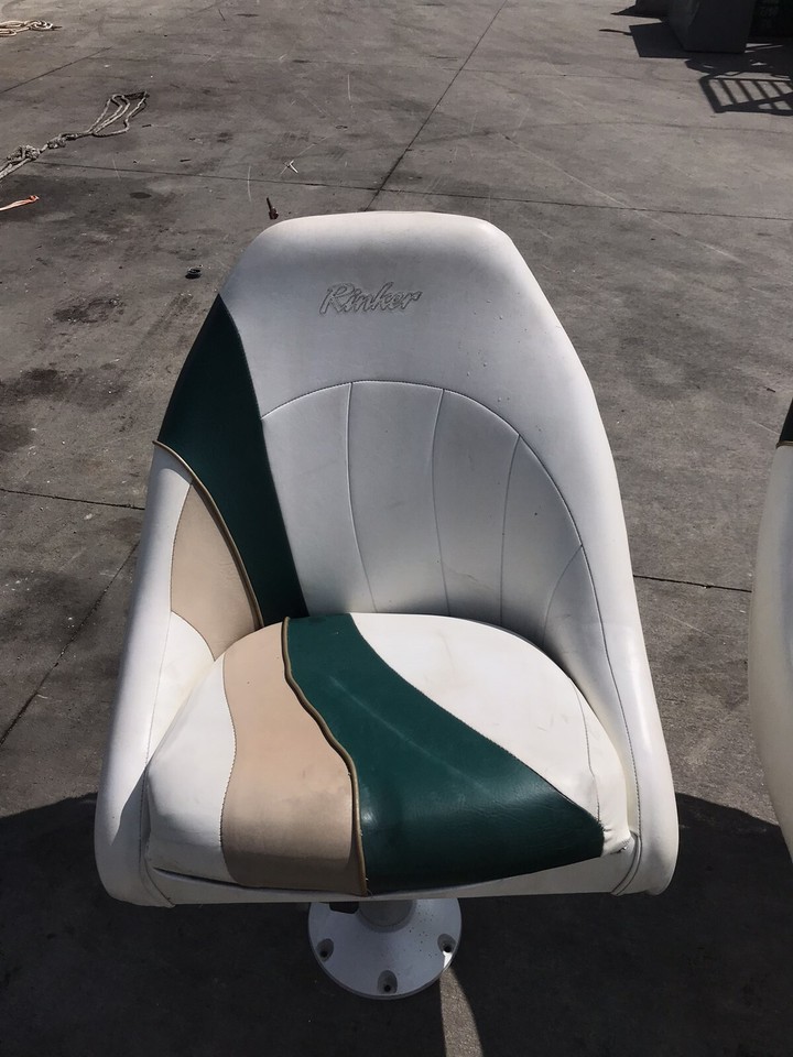Rinker boat captains chair chairs seats set with mount base pedestals ...