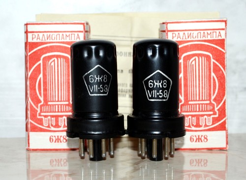 2pcs 6J8 /6Ж8 = 6SJ7 HF Pentode Tube NEVZ Soviet MATCHED DATE 06/1958 ...