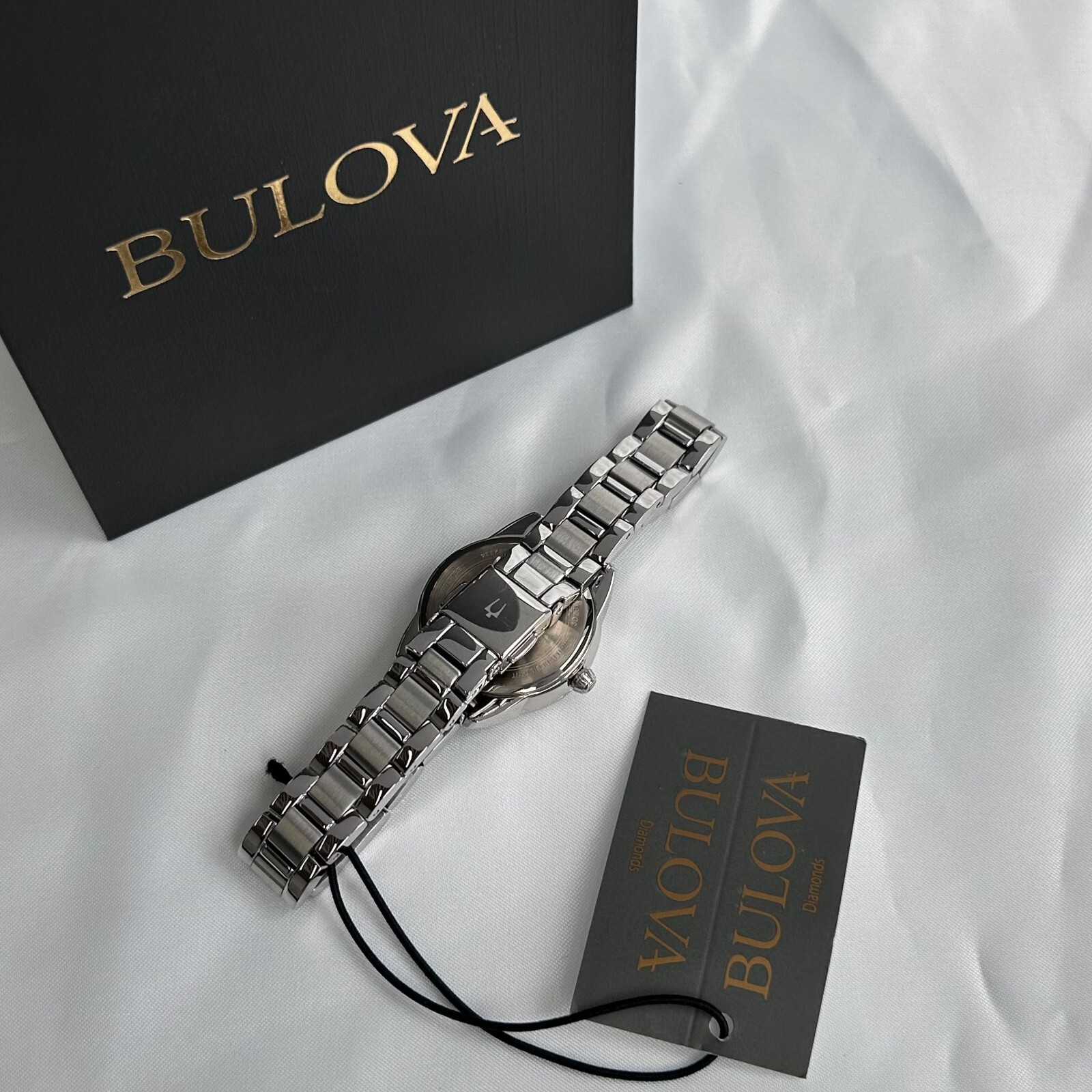 Bulova Sutton Diamond Blue Dial 96P250 Women's 28mm Quartz Watch-New w ...